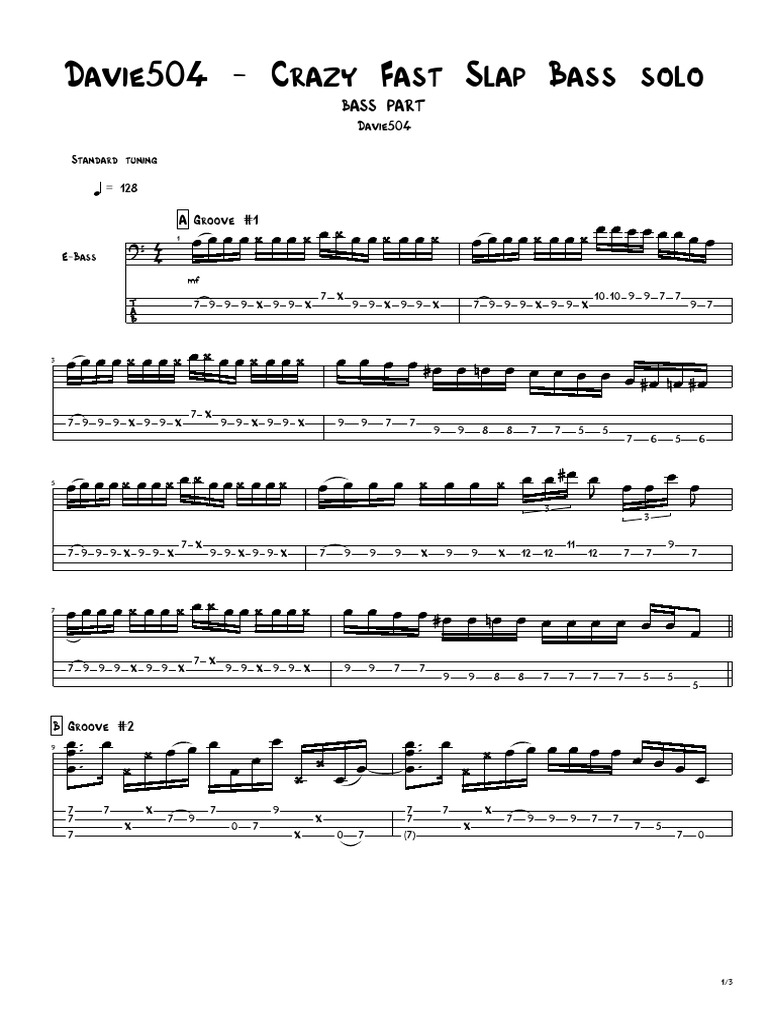 Davie504 - Crazy Fast Slap Bass Solo | PDF | Musical Instruments ...