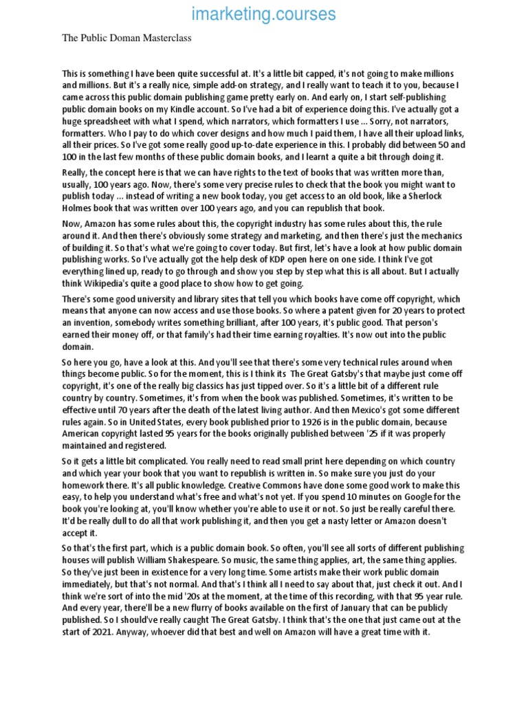 01-The Public Domain Masterclass Transcript | PDF | Philosophy ...