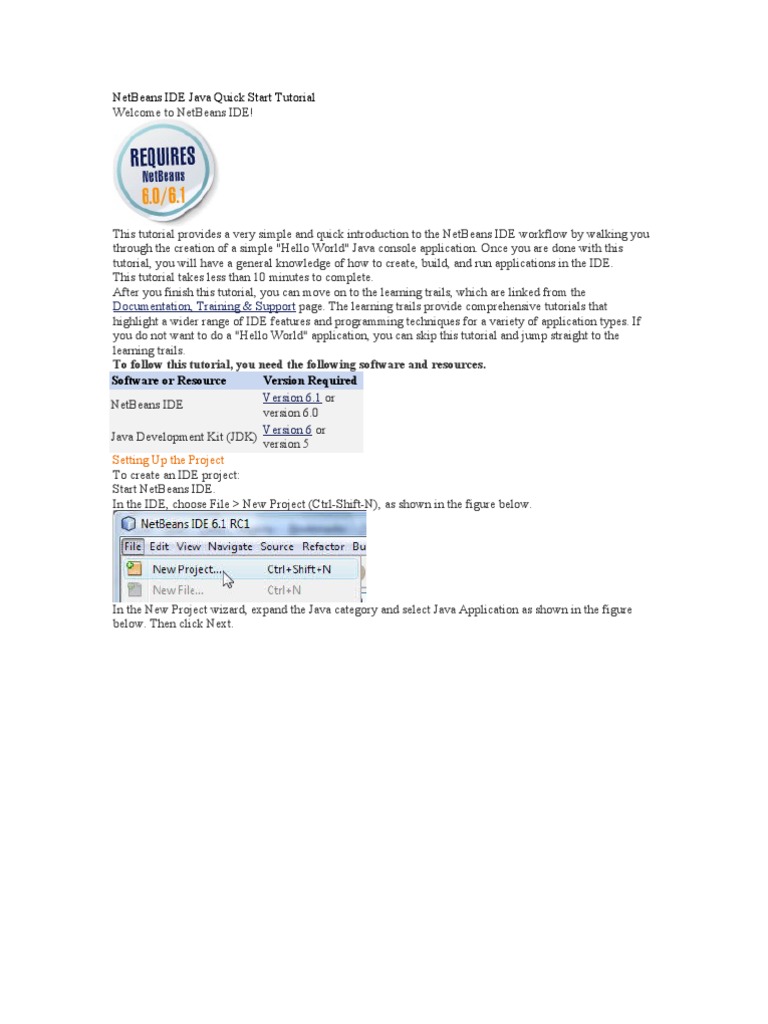 NetBeans IDE Java Quick Start Tutorial | PDF | Net Beans | Applications & Software