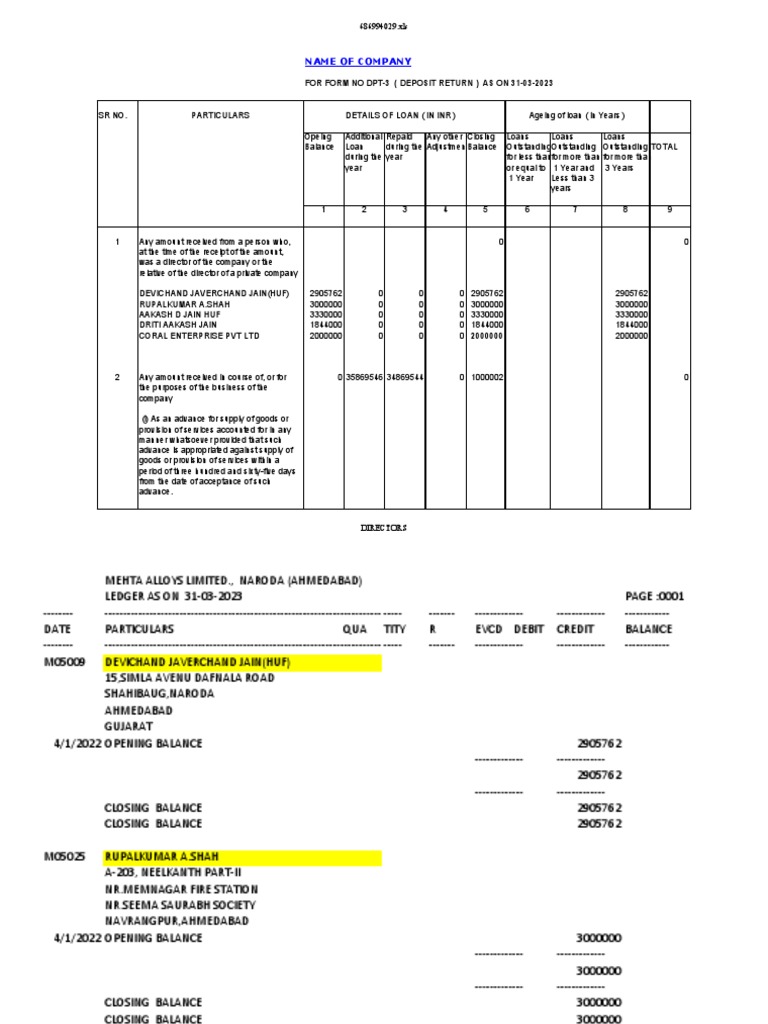 Format For Dpt-3 (31-3-23) | PDF | Corporations | Personal Finance