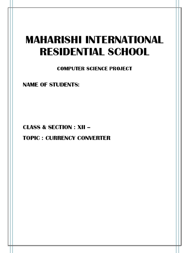 Sample Project Class Xii | PDF