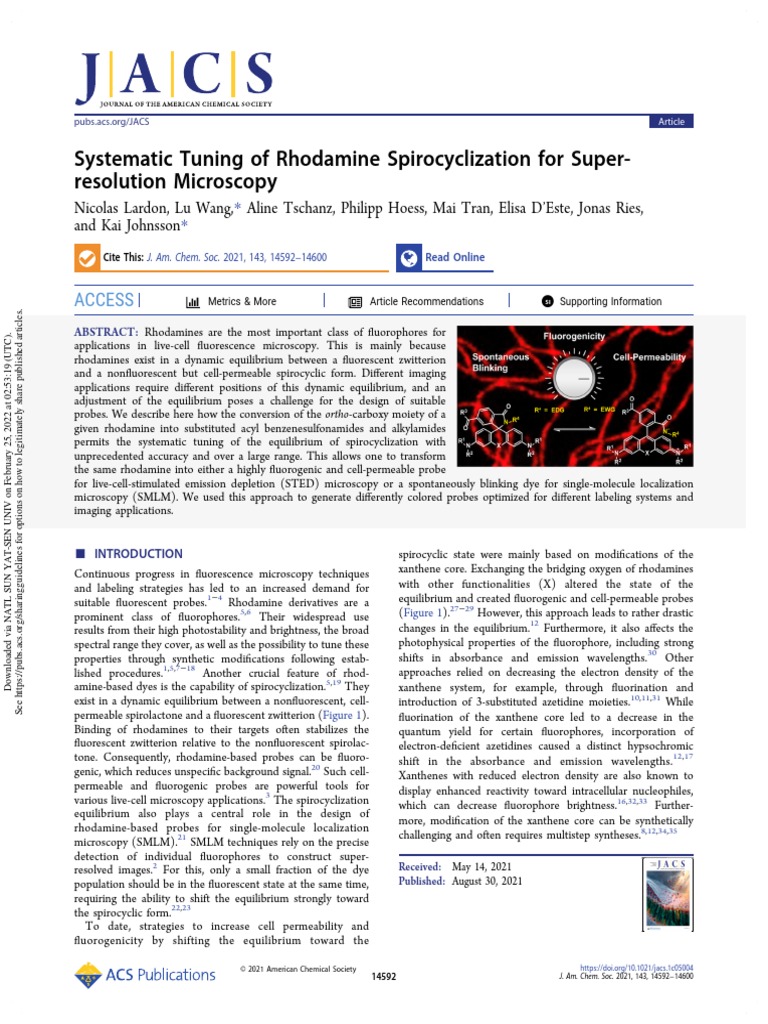 Tuning Rhodamine Probes for Nanoscopy | PDF