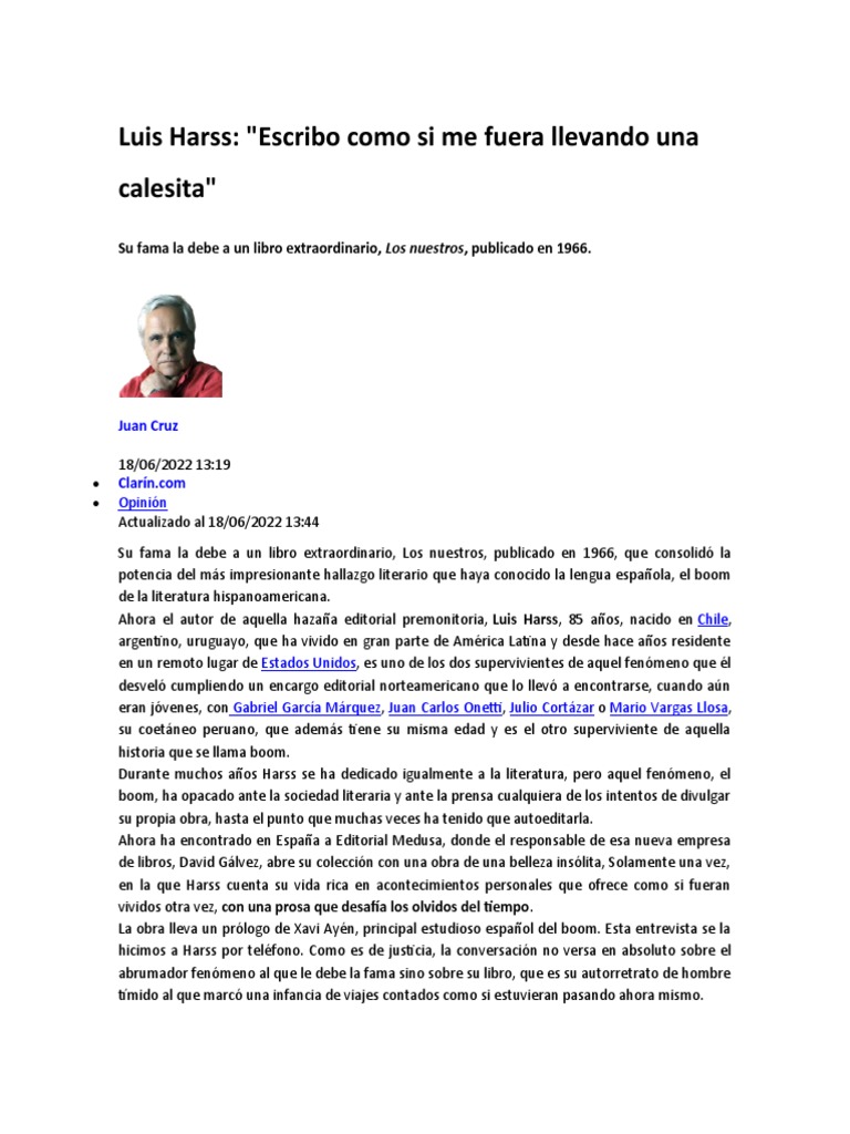 Luis Harss - Entrevista | PDF