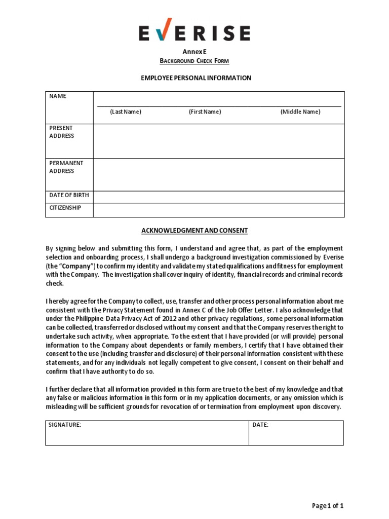 Employment Background Check Form | PDF