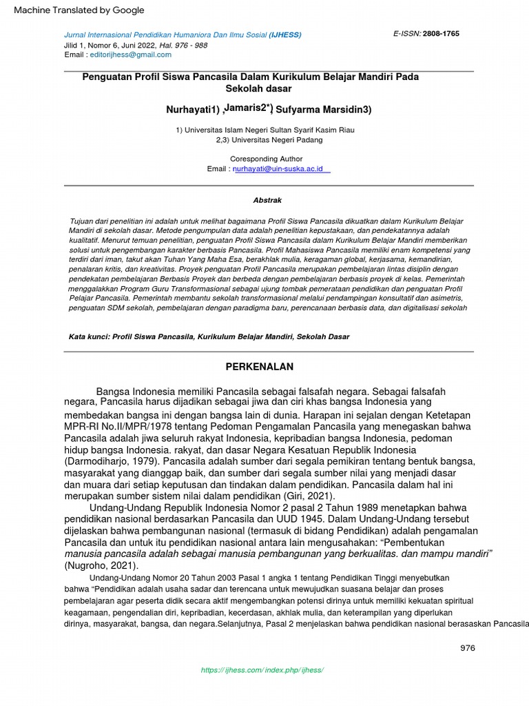 Strengthening Pancasila Student Profiles in Independent Learning Curriculum in Elementary School ...