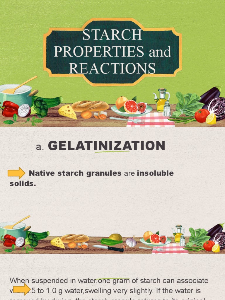 Starch Properties and Reactions | PDF | Starch | Hydrolysis