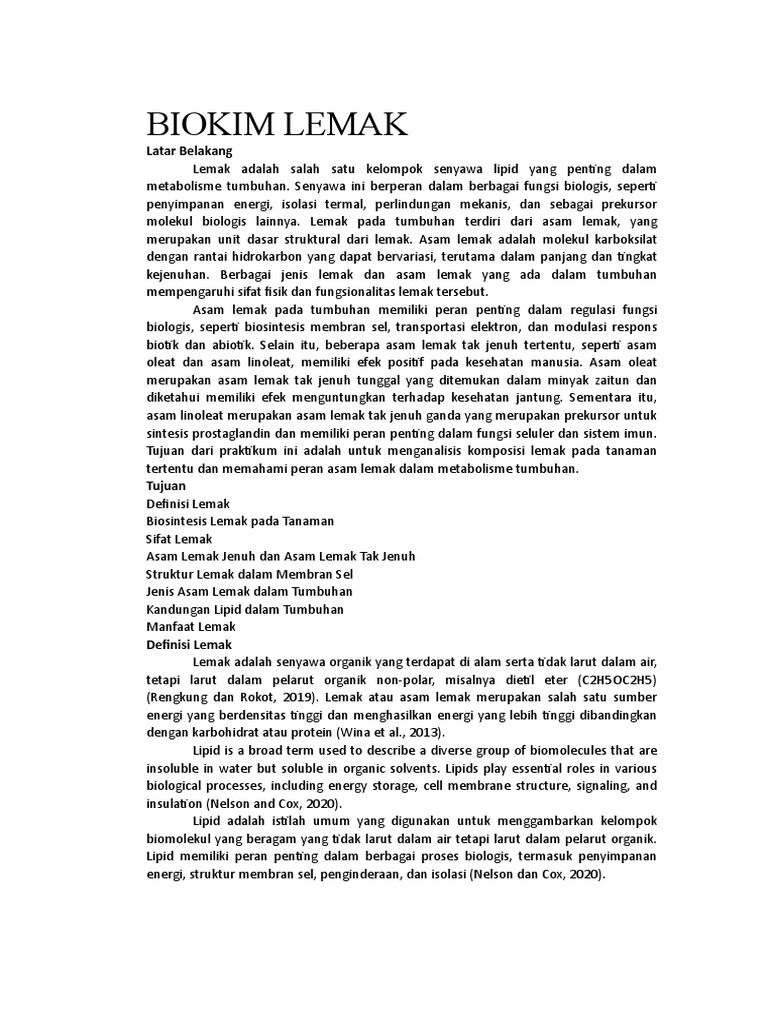 Biokim Lemak | PDF