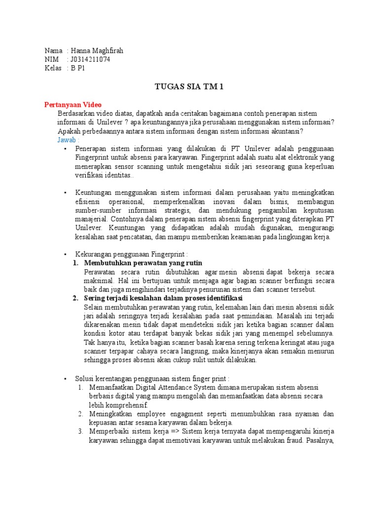 Hanna Maghfirah J0314211074 B P1 SIA TM 1 | PDF