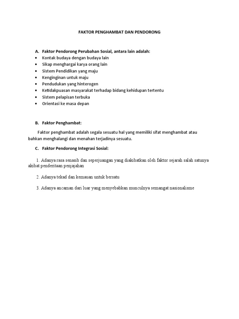 Faktor Penghambat Dan Pendorong | PDF