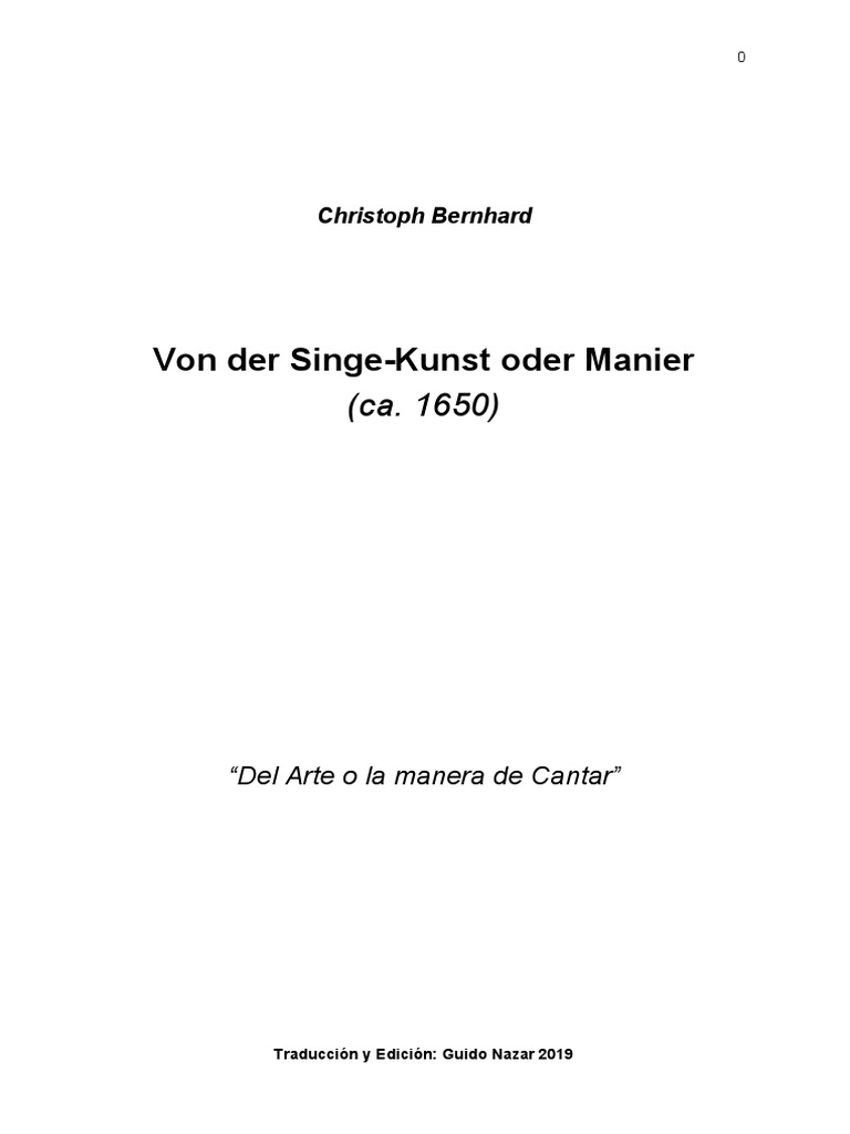 Del Arte o La Manera de Cantar - Christoph Bernhard | PDF ...