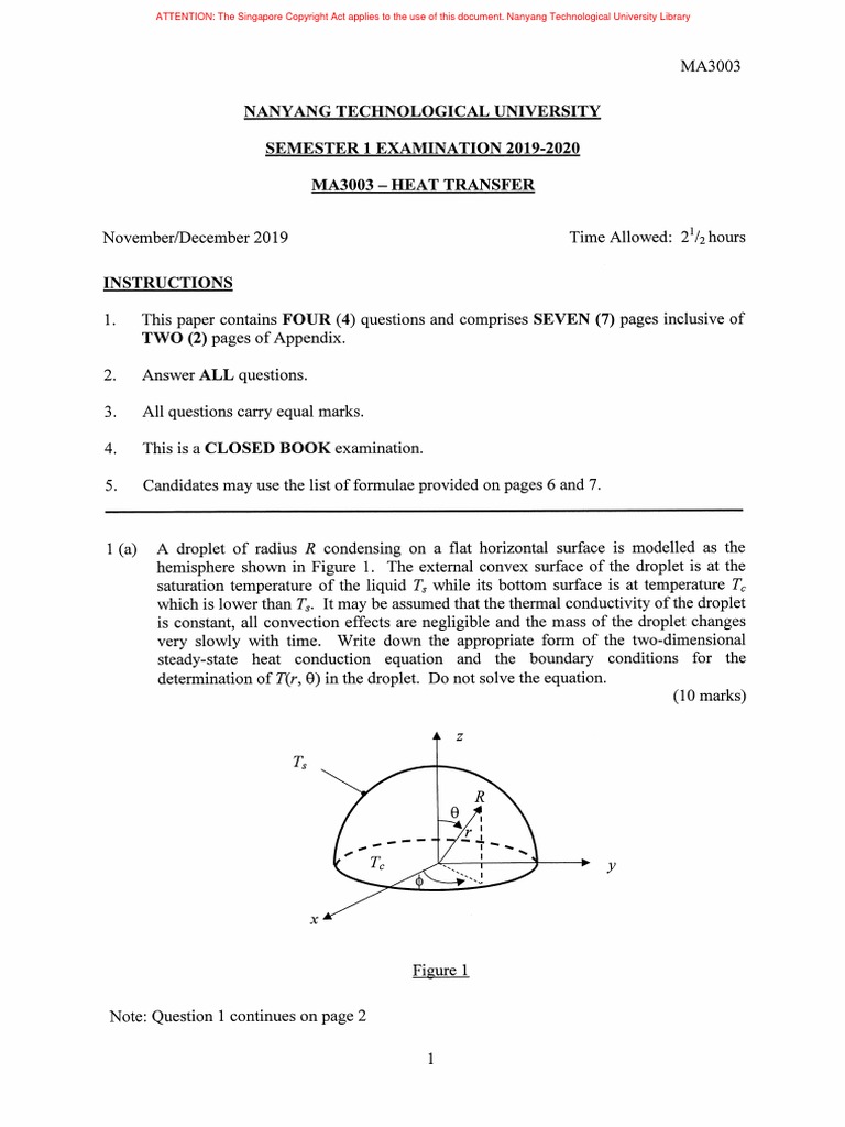 MA3003 2019-2020 Semester 1 | PDF