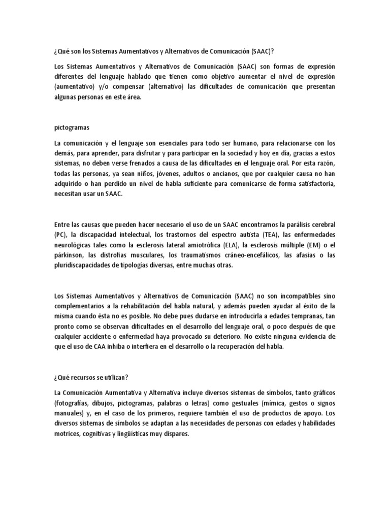 Saac de La Comunicacion | PDF | Comunicación | Discapacidad intelectual