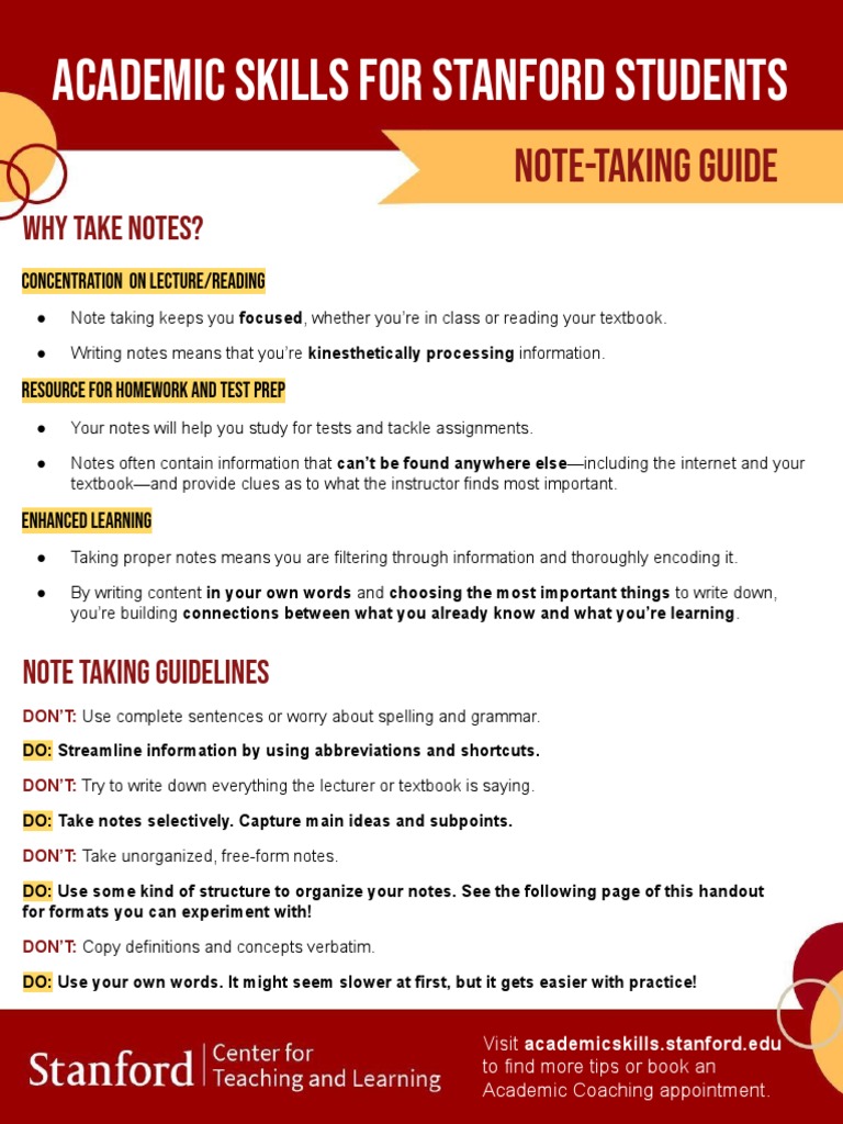 CTL Note Taking Handout | PDF