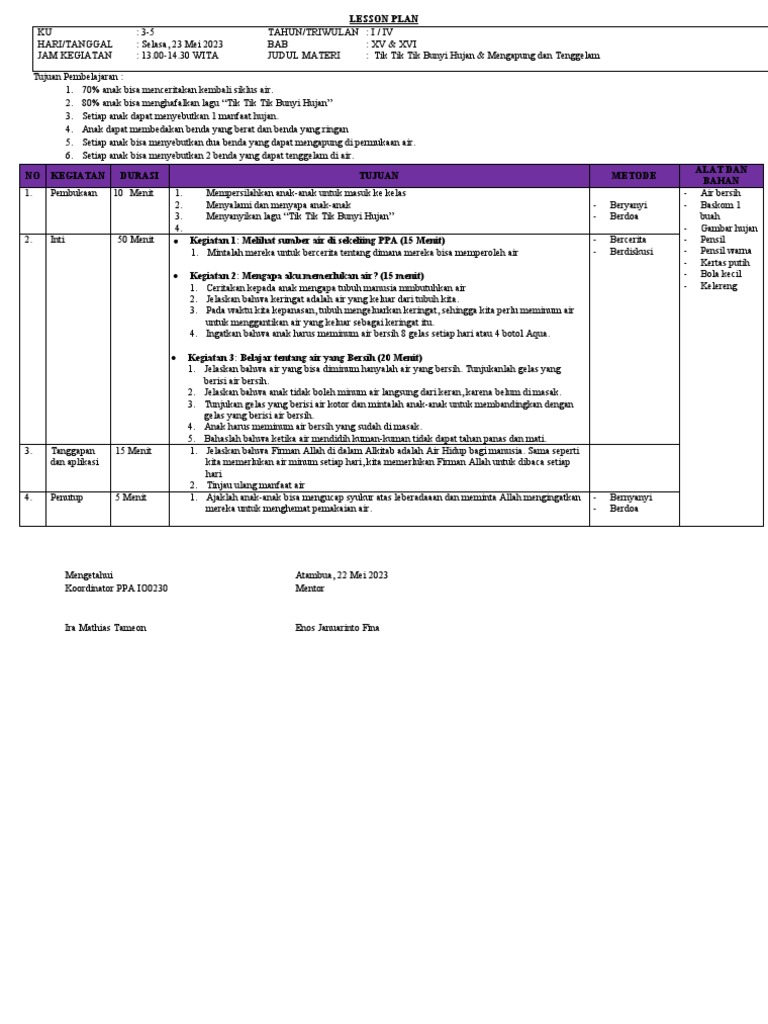 Lesson Plan 30 Mei | PDF