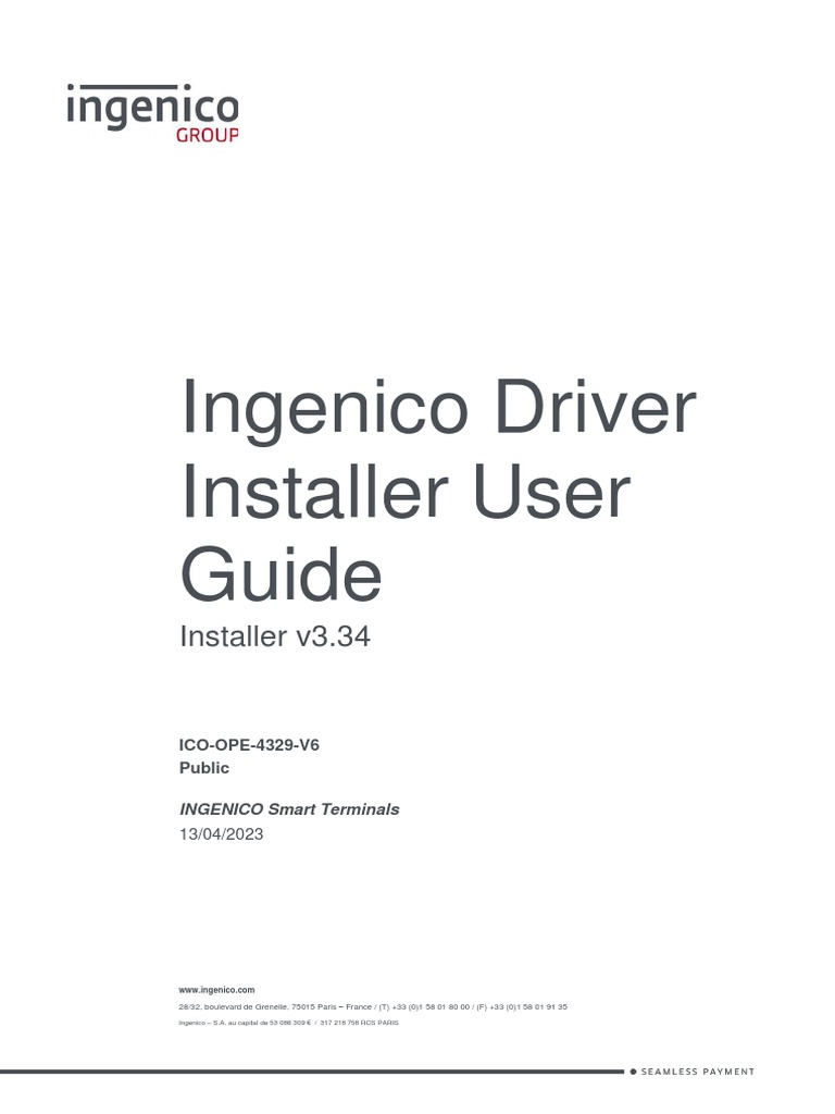 Ingenico Driver Installer User Guide 3.34 | PDF