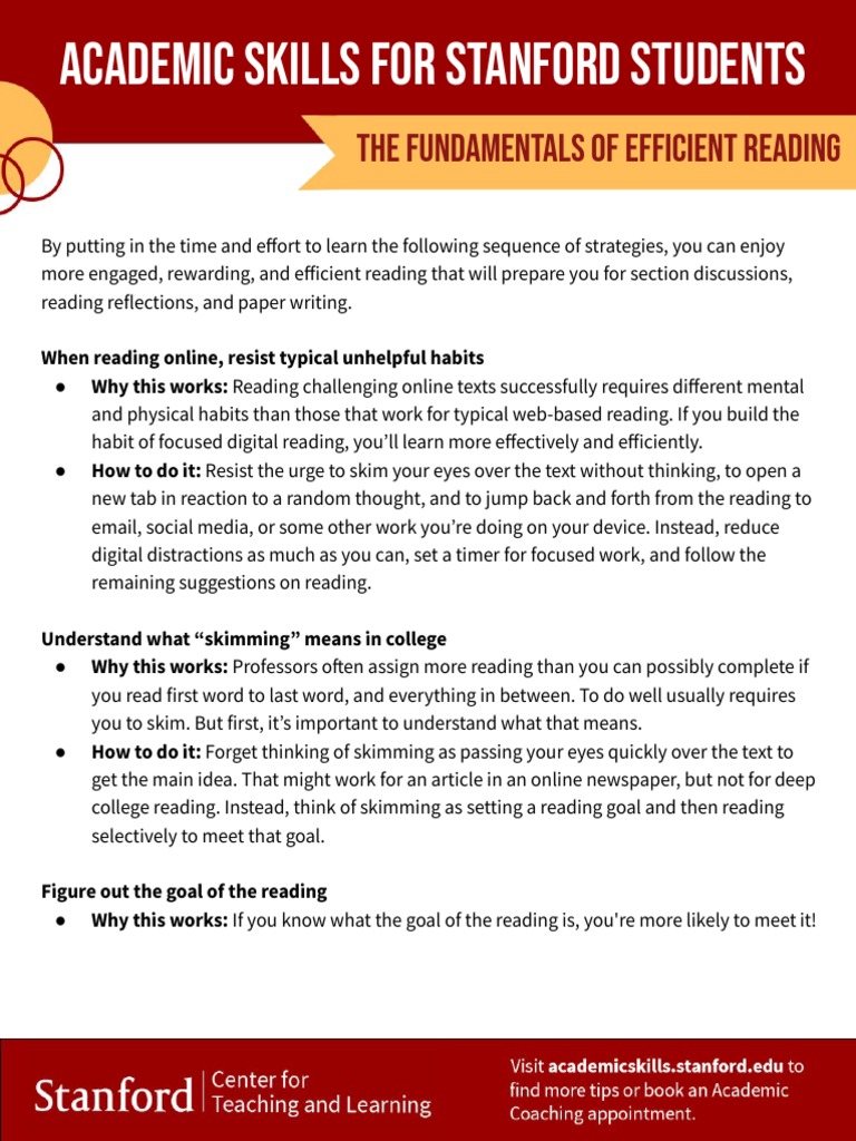 The Fundamentals of Efficient Reading | PDF | Goal | Lecture