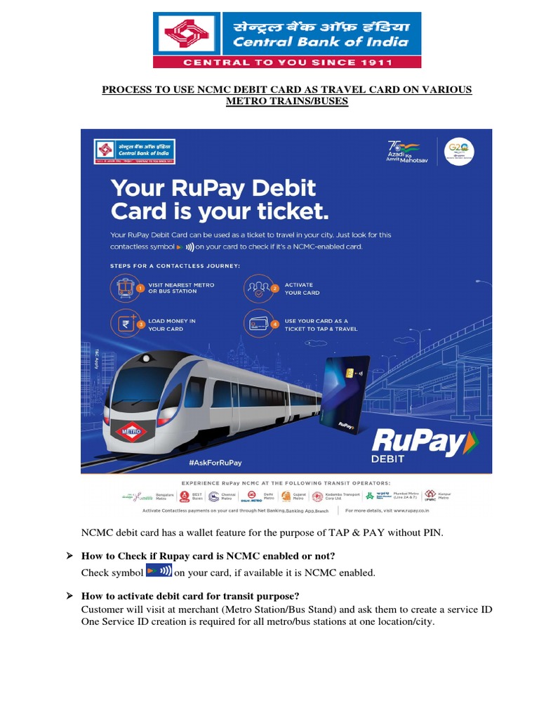 Process To Use NCMC Card | PDF