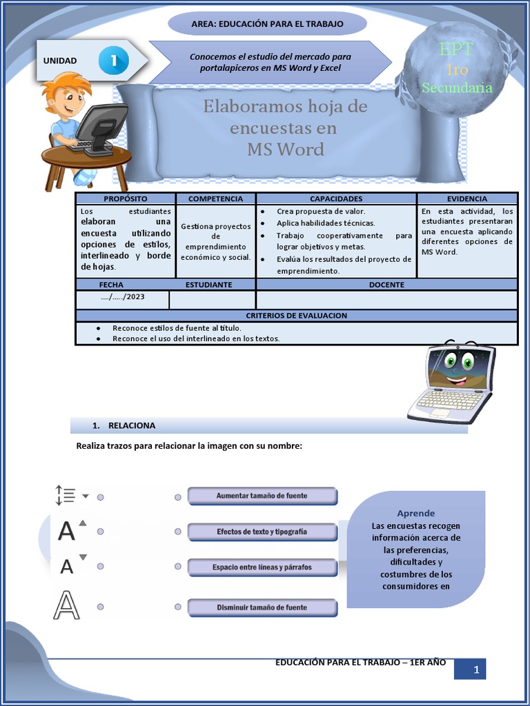 Ficha de Actividad Ept 1°-Semana 2 | PDF | Metodología de encuesta | Evaluación