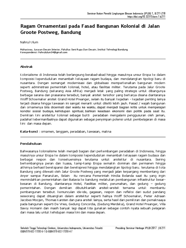 HERITAGE2017 B 211 218 Ragam Ornamentasi Pada Fasad Bangunan Kolonial ...