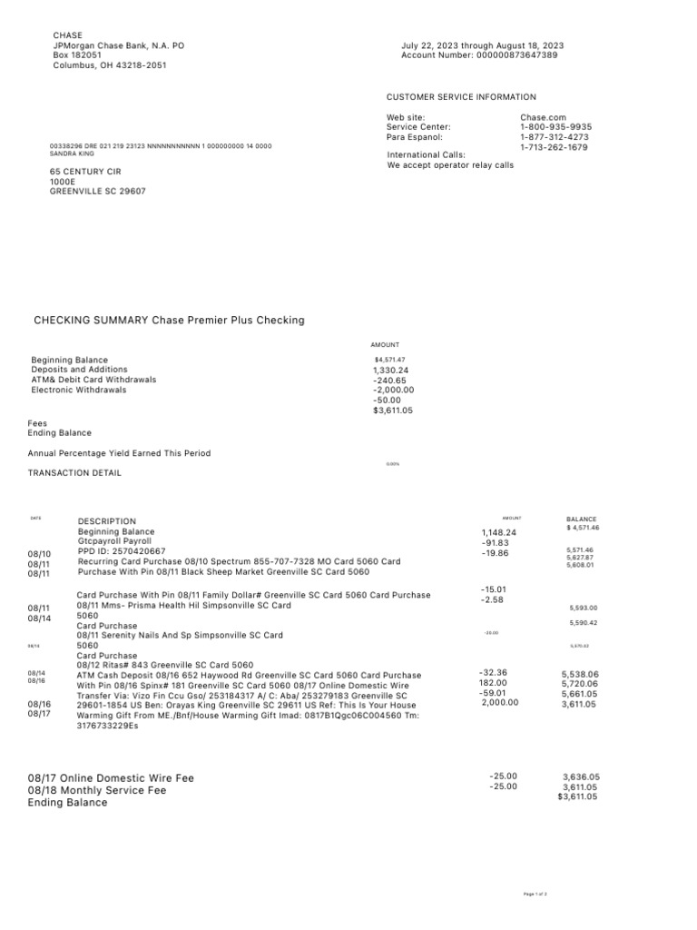 Copy - Chase Bank Statements Mark | PDF