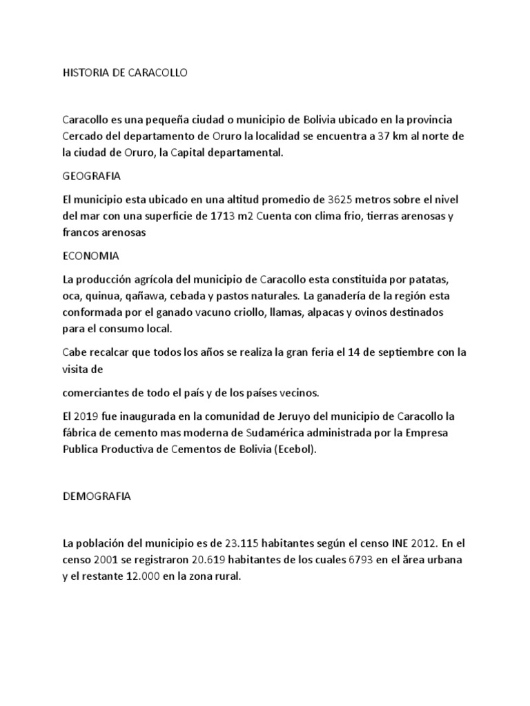 Historia de Caracollo | PDF