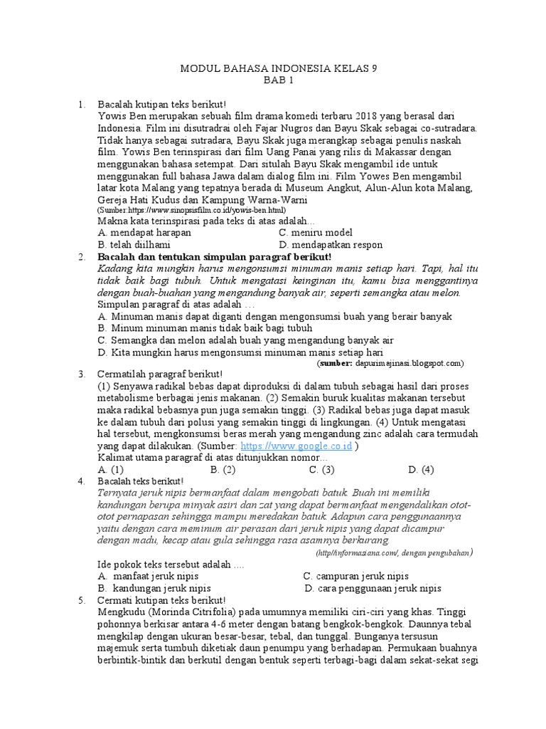 Modul 1 Kelas 9 Indo Pdf