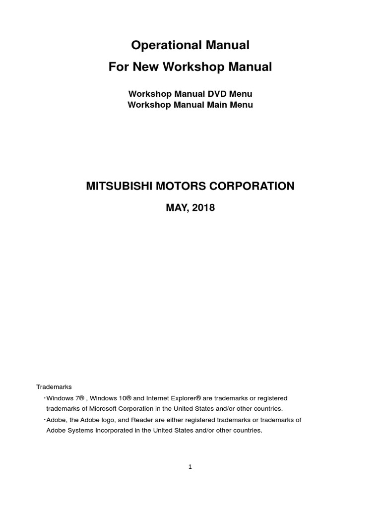 Operational Guide - Workshop Manual Menus v1.1 | PDF