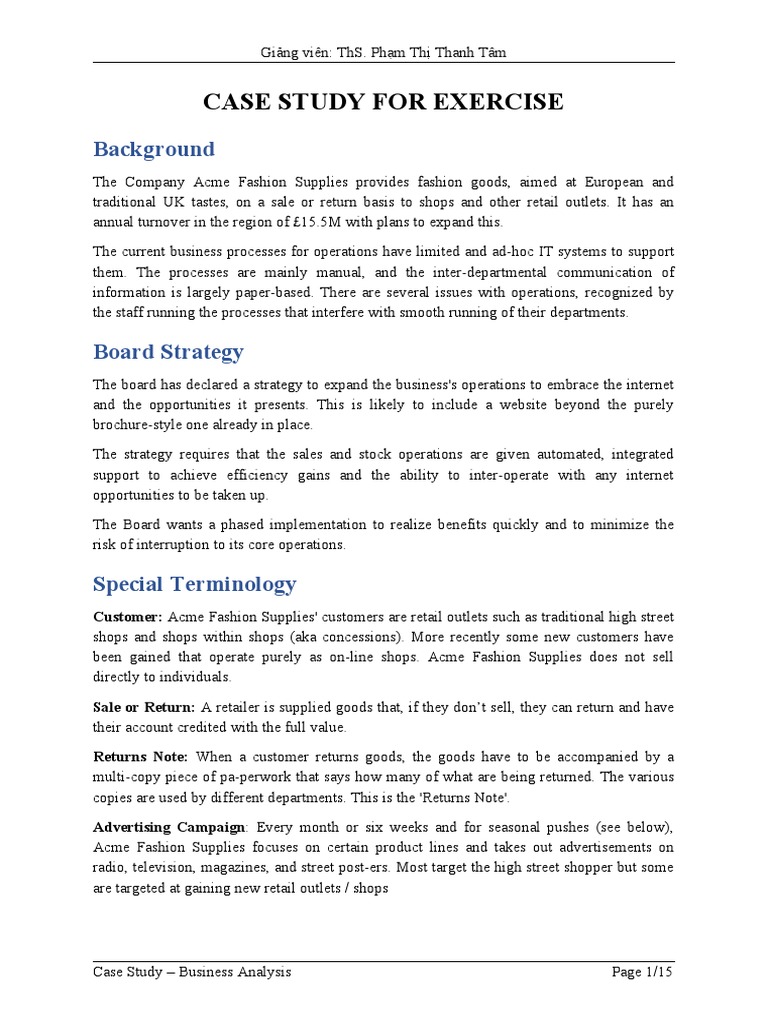 BA Case Study For Exercise | PDF