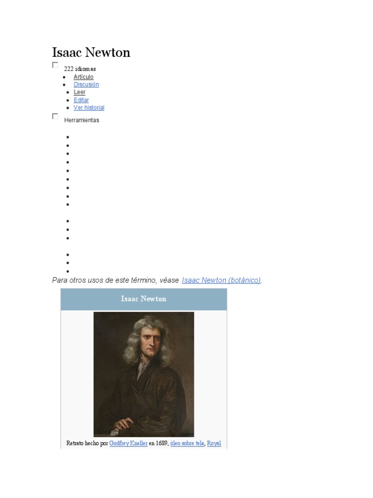 Isaac Newton: Vida y Logros | PDF | Isaac Newton | Fuerza