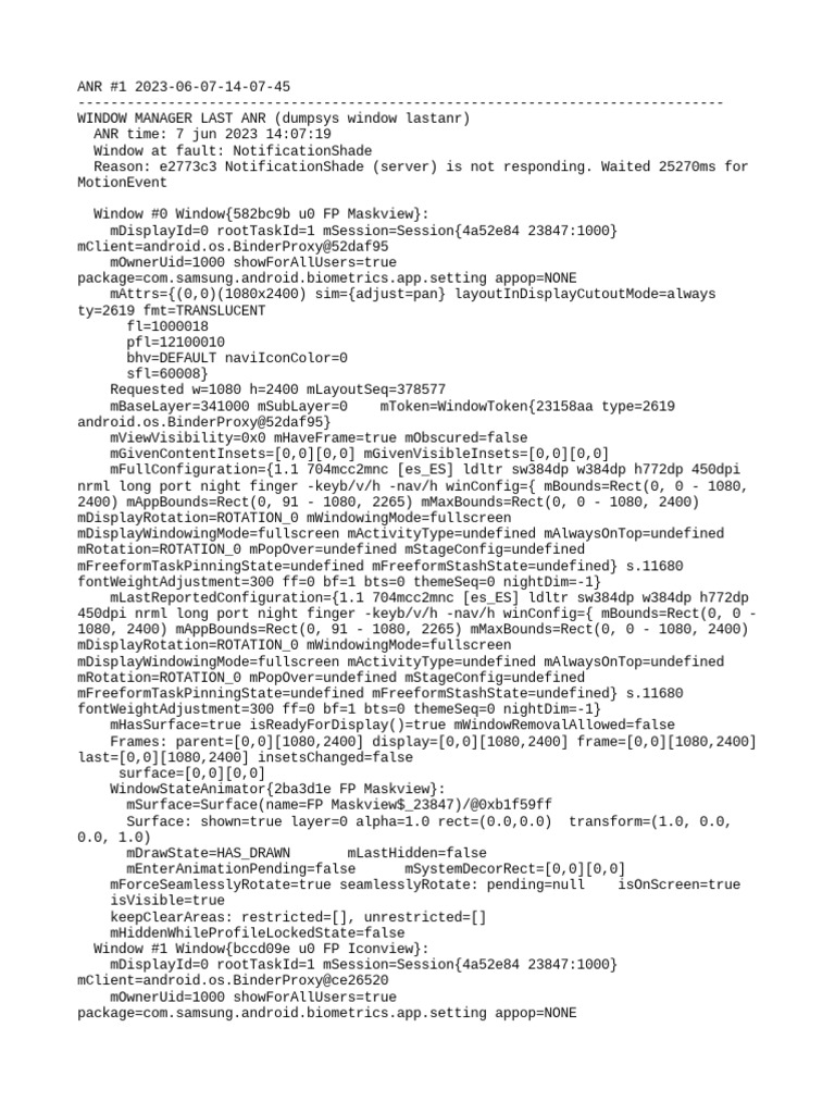 Dumpsys ANR WindowManager | PDF | Arm Architecture | Computing
