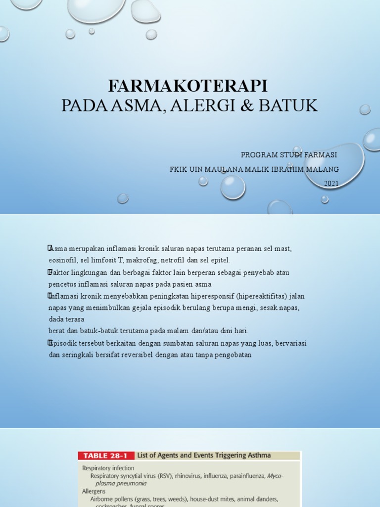 Farmakoterapi Asma, Alergi Dan Batuk | PDF