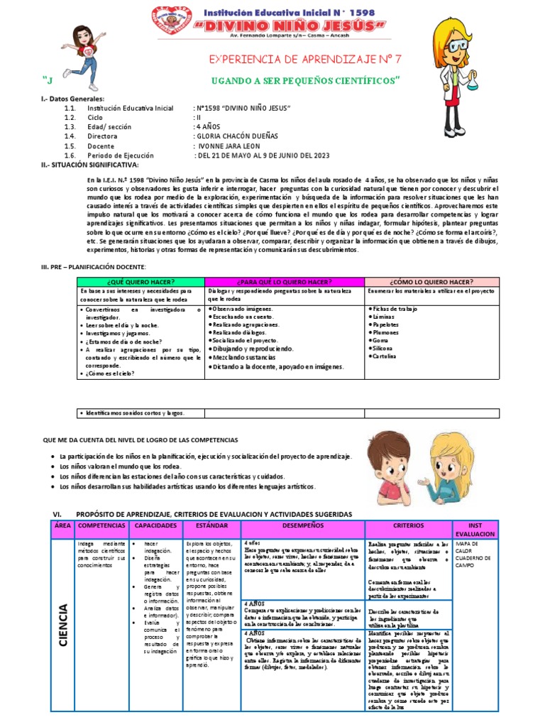 9 Experiencia de Aprendizaje N°7 | PDF | Evaluación | Salón de clases
