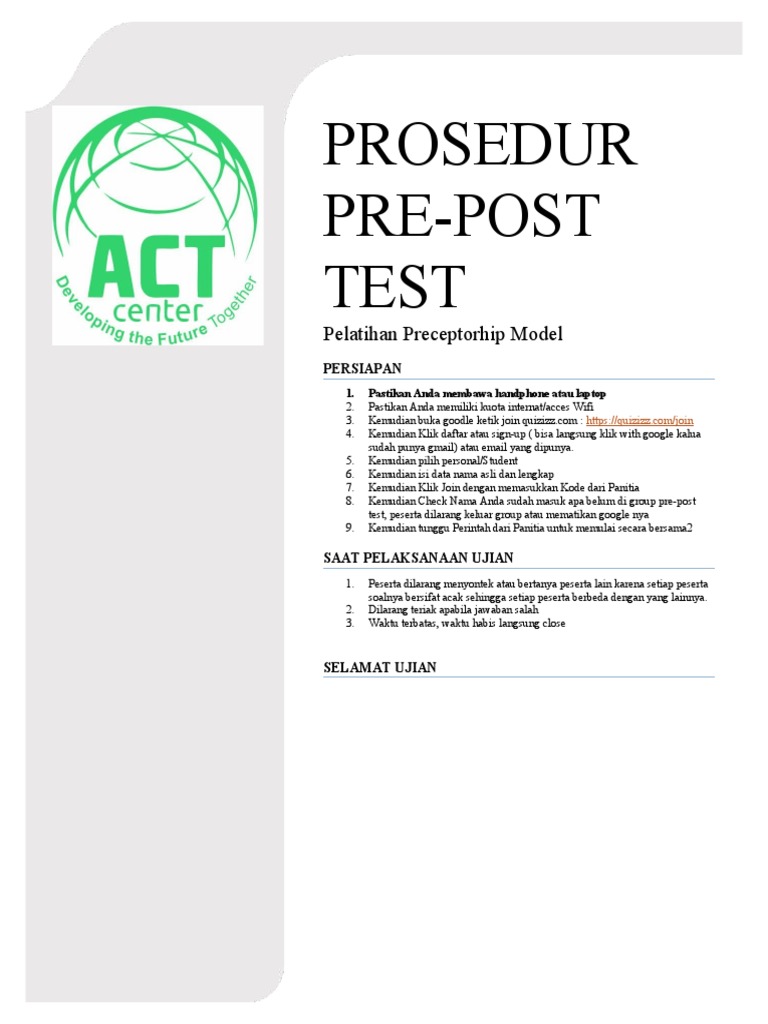Prosedur Pre-Post Test Pelatihan Preceptorship | PDF