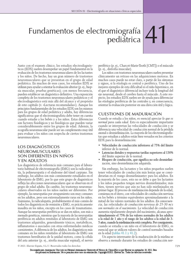 041 Fundamentos de electromiografía pediátrica | PDF | Electromiografia | Mielina