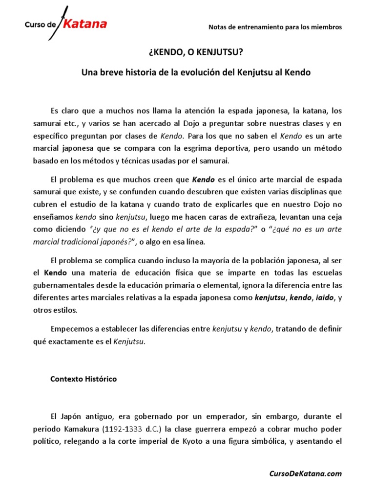 Kenjutsu o Kendo Ensayo | PDF | Samurai | Kata