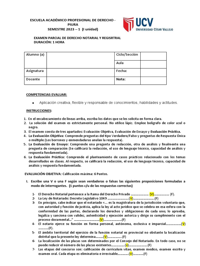 Examen Final Derecho Notarial y Registral-Resuelto | PDF | Ciencias sociales