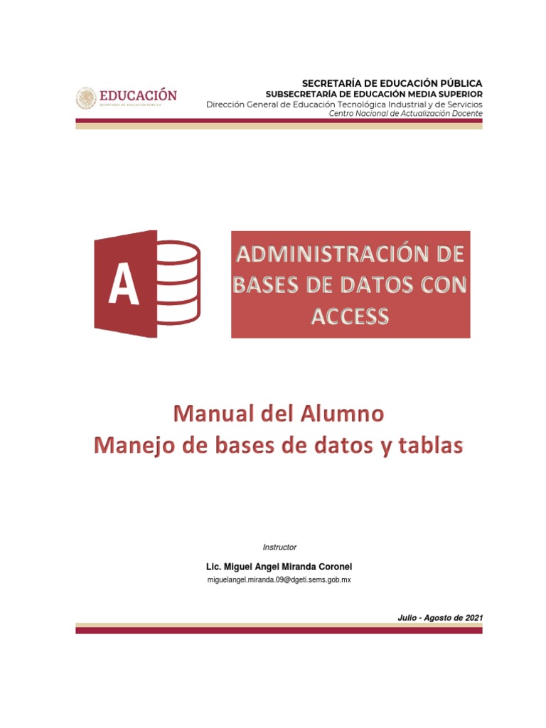 ManualAccess_Bases_Tablas | PDF | Bases de datos | Microsoft Excel