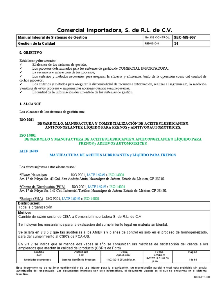 Manual IATF 16949 y Gestión de Calidad | PDF | Calidad (comercial ...