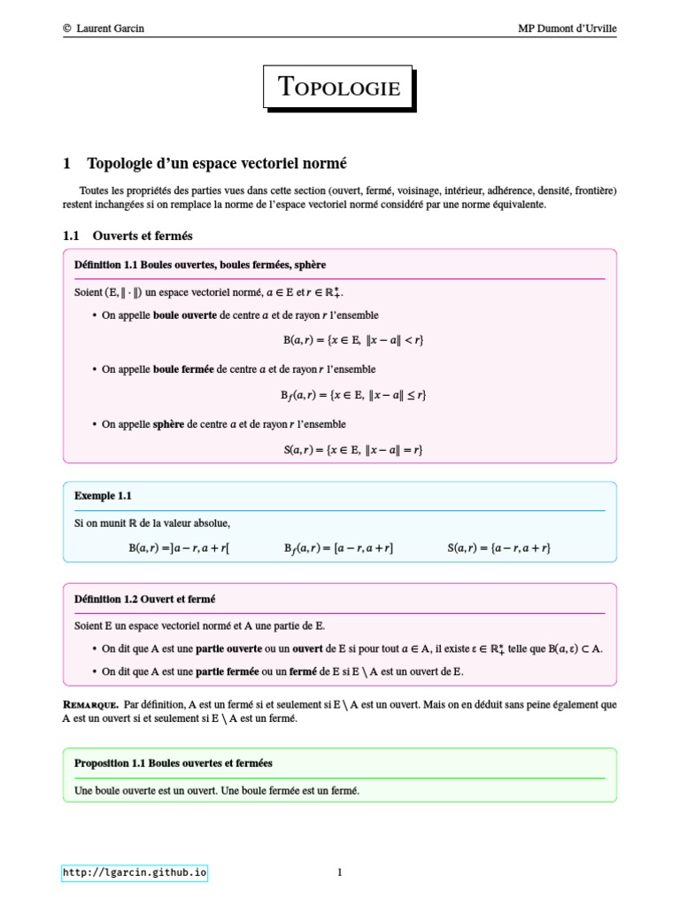 Topologie des Espaces Vectoriels Normés | PDF | Norme (Mathématiques ...