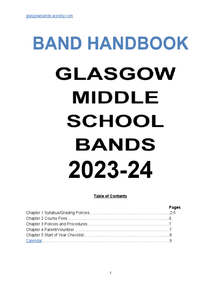 2023-24 Gms Band Handbook 1 | PDF