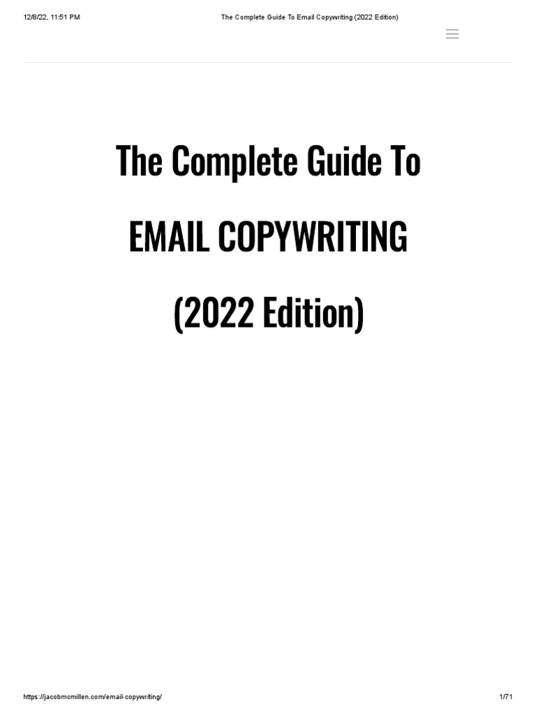 The Complete Guide To Email Copywriting (2022 Edition) | PDF ...