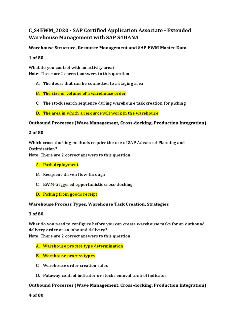 SAP EWM Certification Guide 2023 | PDF | Warehouse | Inventory