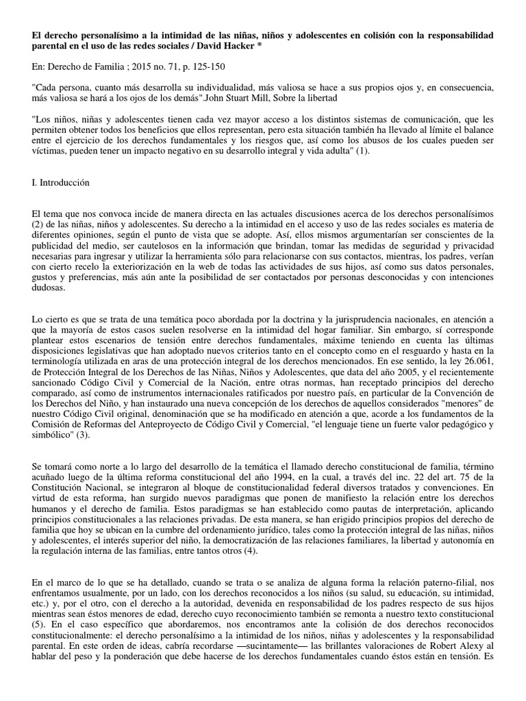 HACKER, David. El Derecho Personalísimo | PDF | Internet | Facebook