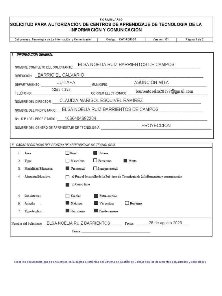 Formulario CAT-FOR 2023 | PDF