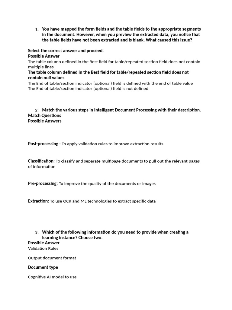 IQ Bot Developer Quiz Practice Q a.docx | PDF | Optical Character ...