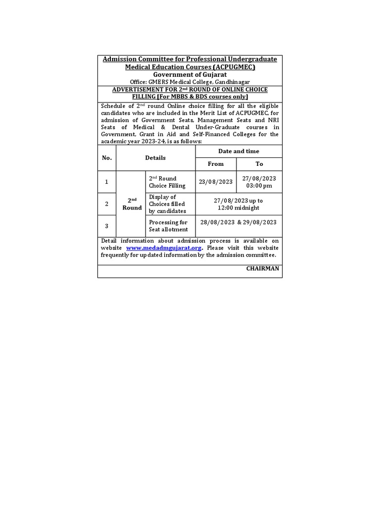 Adv. - 2nd Round - UG (2023-24) - Choice Filing | PDF