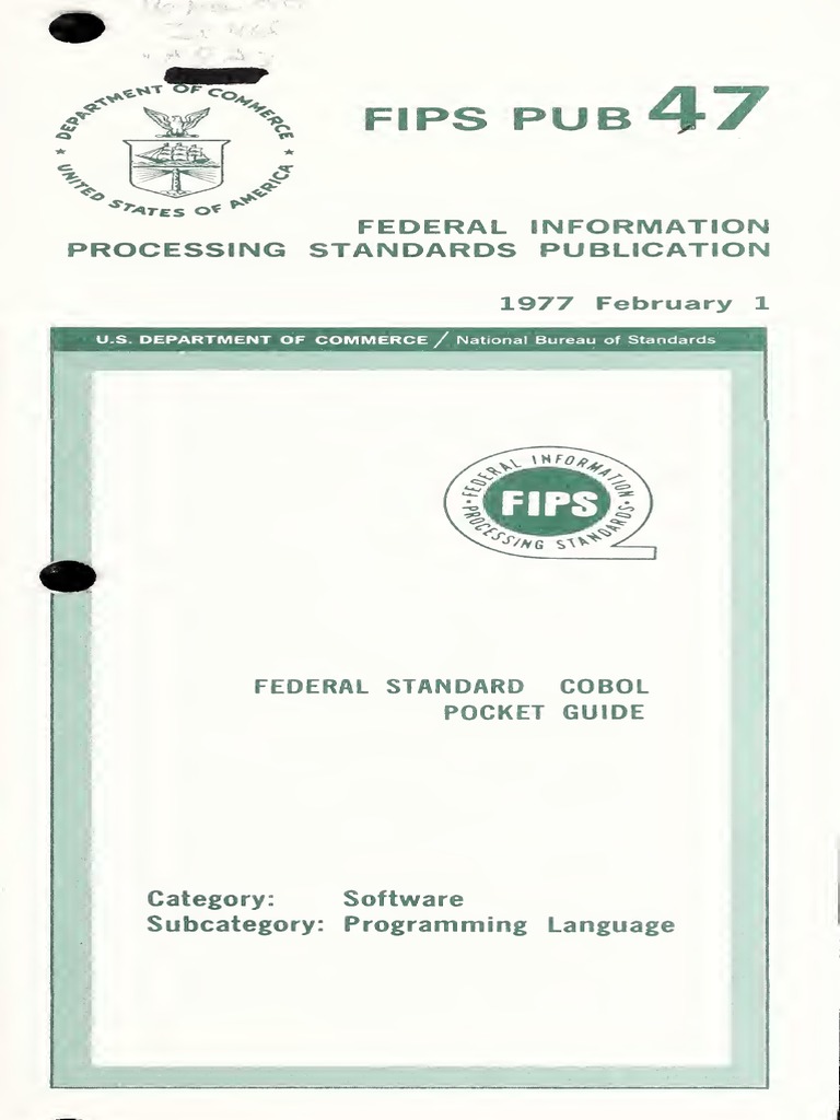 fipspub47 - Cobol Pocket Guide | PDF | Bracket | Arithmetic fipspub47 - Cobol Pocket Guide | PDF | Bracket | Arithmetic