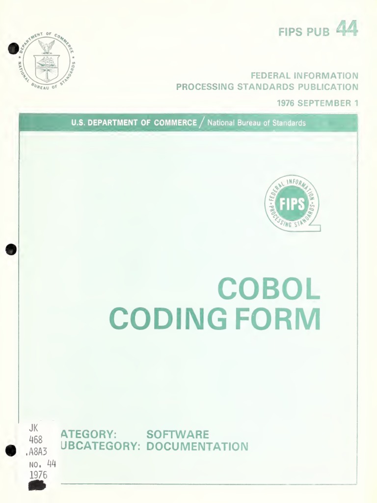 Standard COBOL Coding Form (SF-268) | PDF | National Institute Of ...