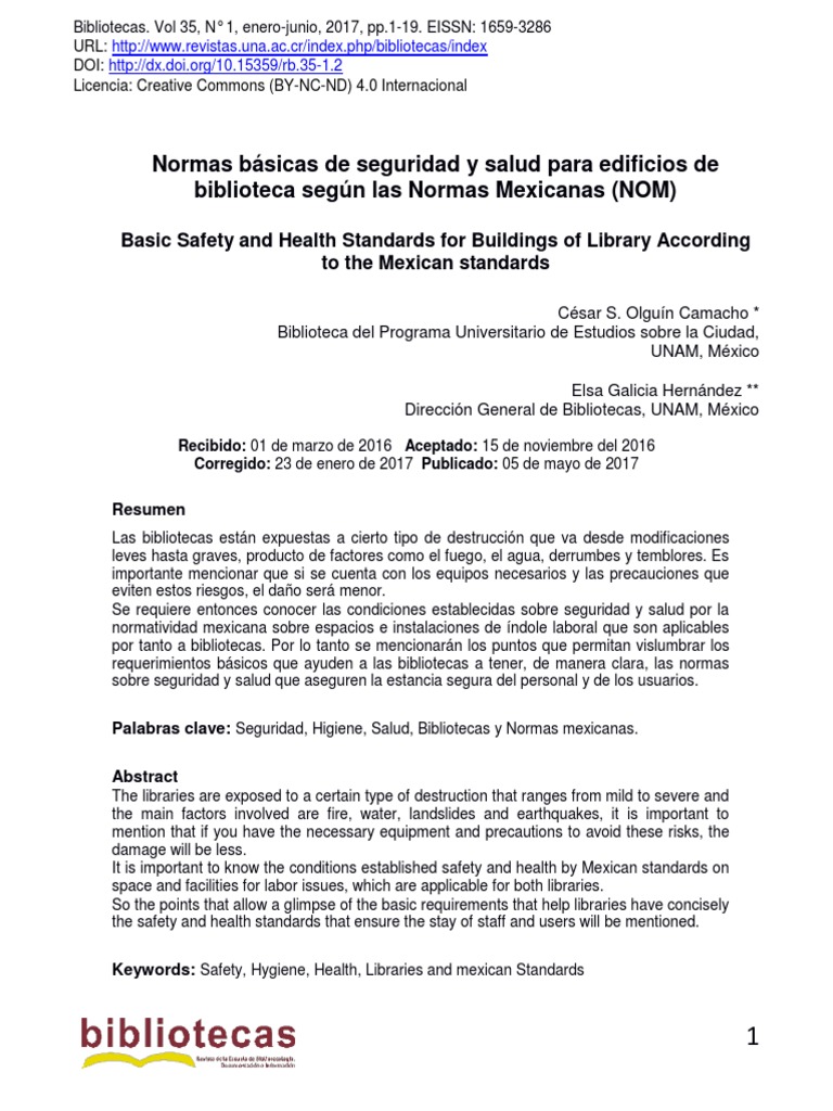 Normas Básicas de Seguridad y Salud para Edificios de Bibliotecas | Descargar gratis PDF ...