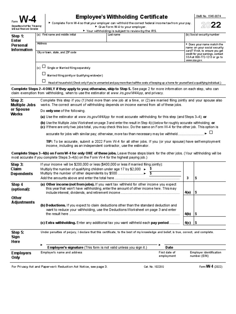 Federal W4 | PDF | Income Tax In The United States | Payroll